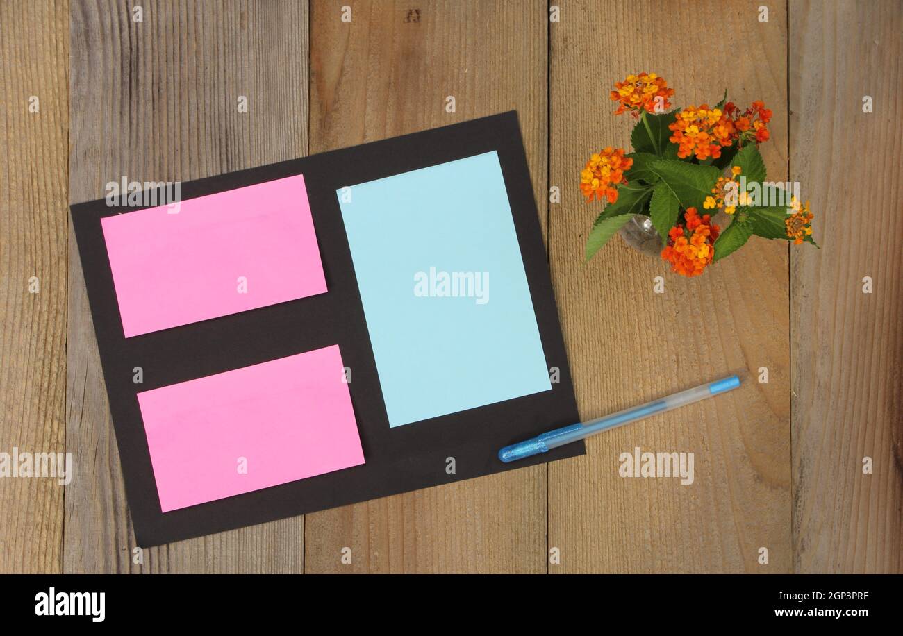 Notebook With Flags and Sticky Notes Background Stock Photo - Alamy