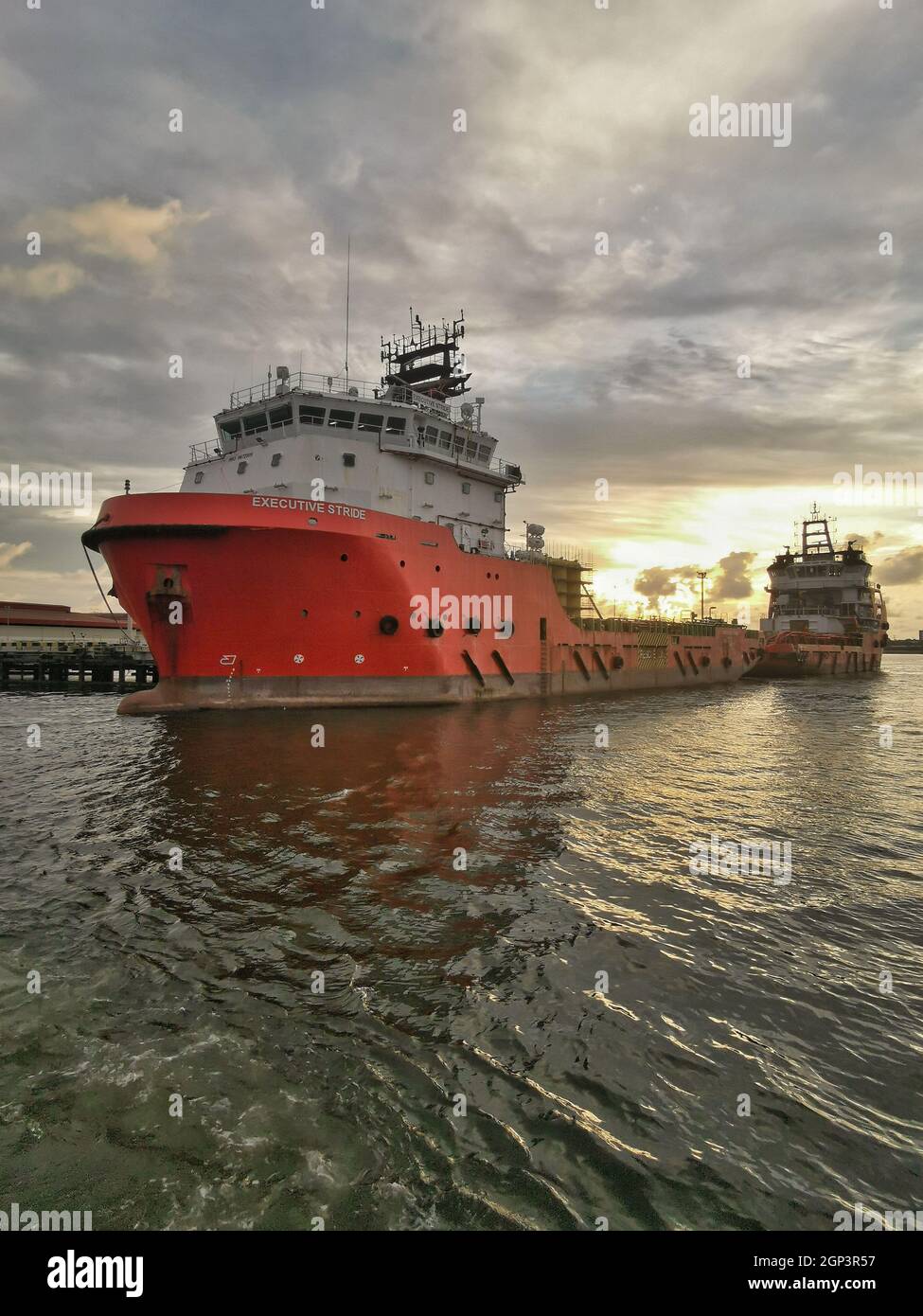 offshore supply vessel, anchorage at labuan anchorage area with golden ...