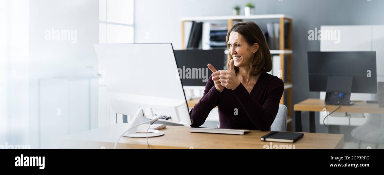 Virtual Remote Video Call With Staff On Computer Stock Photo - Alamy