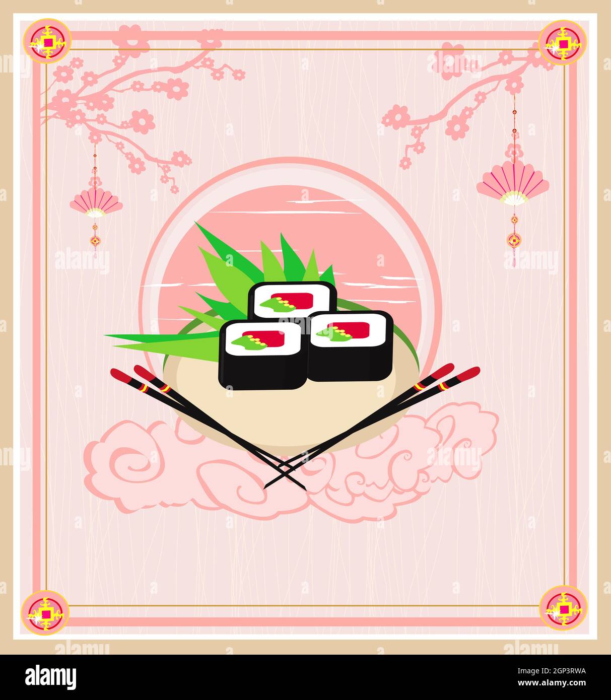 vintage sushi restaurant menu - decorative card Stock Photo - Alamy