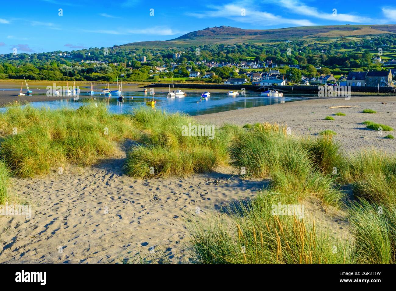River Nevern at Newport coastal village in Pembrokeshire, West Wales ...
