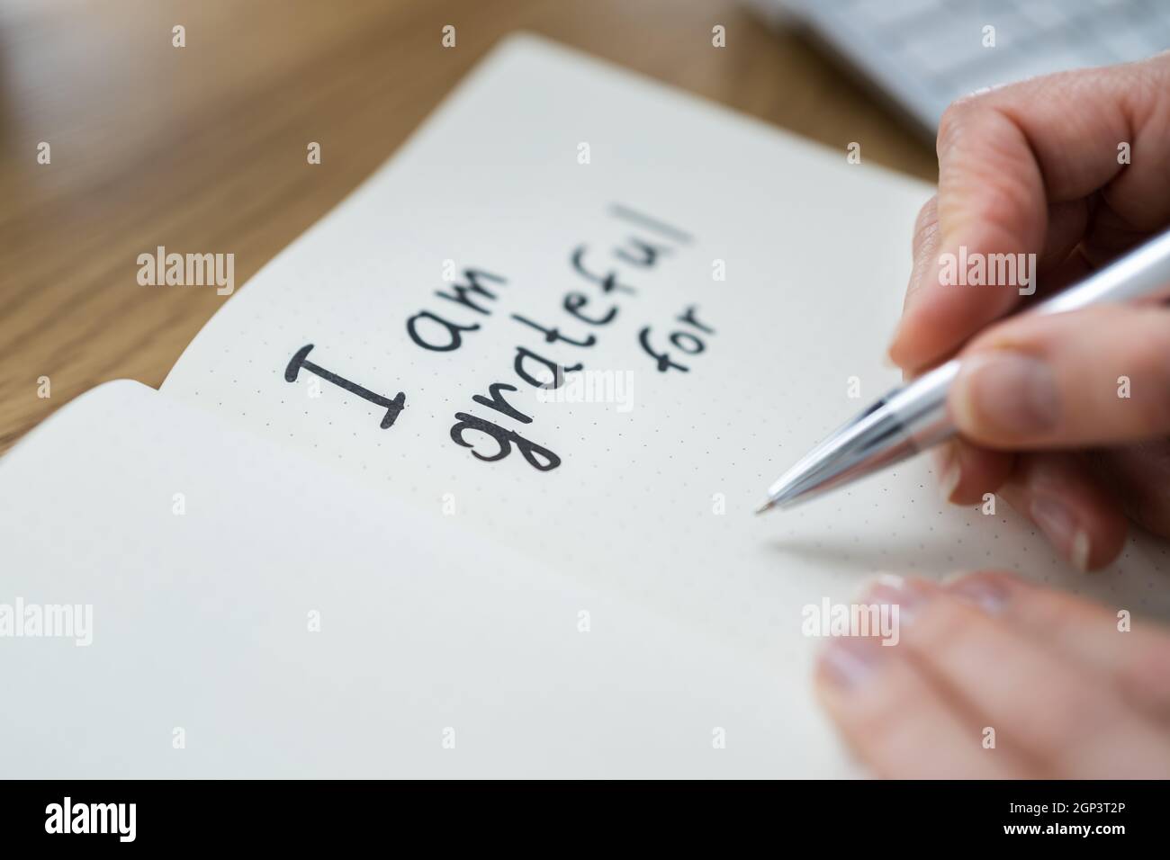 Gratitude Journal. Writing I Am Grateful Concept Stock Photo - Alamy