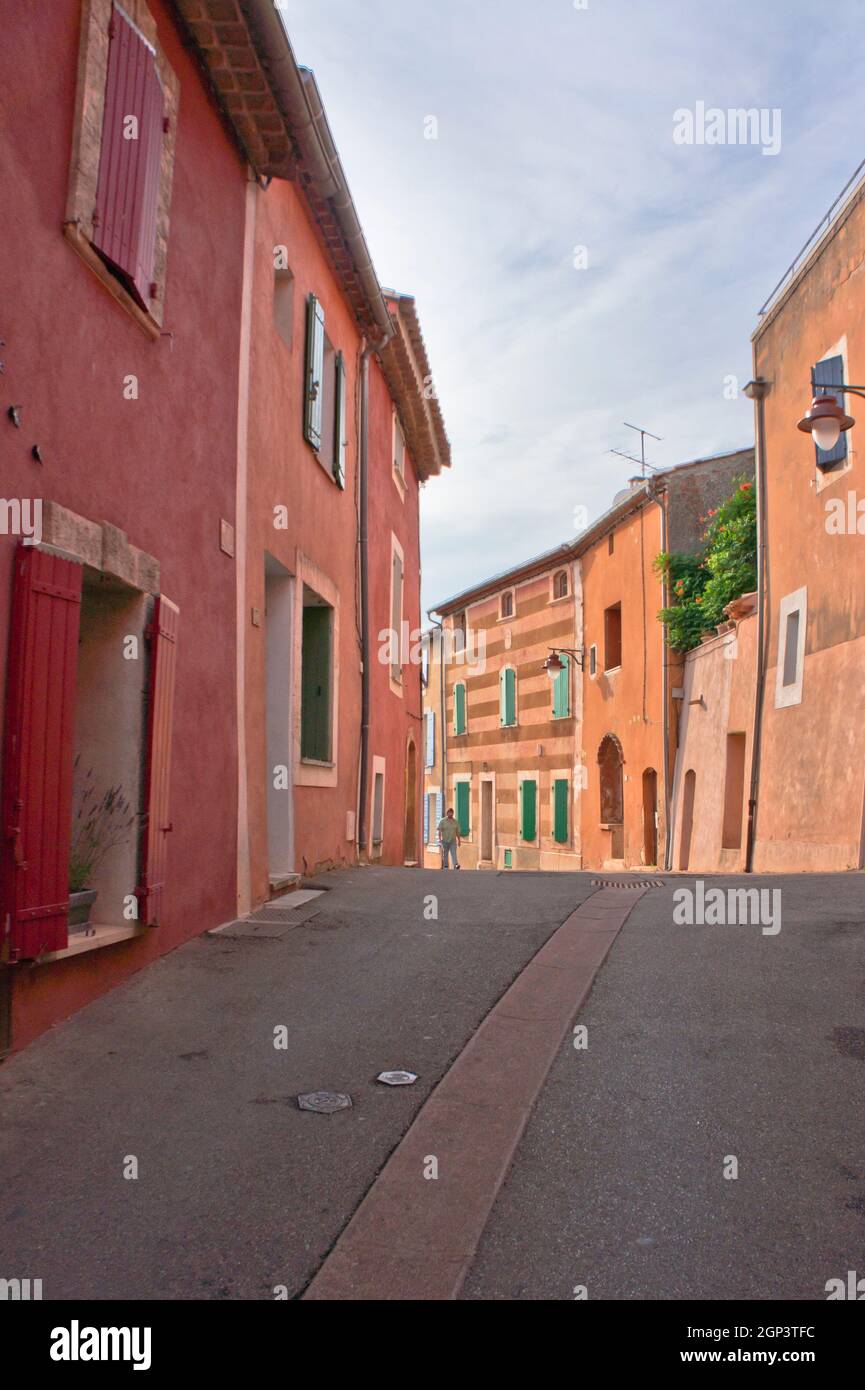 Roussillon in Provence, Old city street view, France, Europe Stock ...