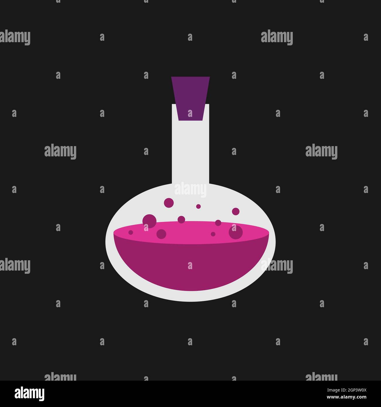 Bottle with liquid purple potion magic elixir - simple game icon ...