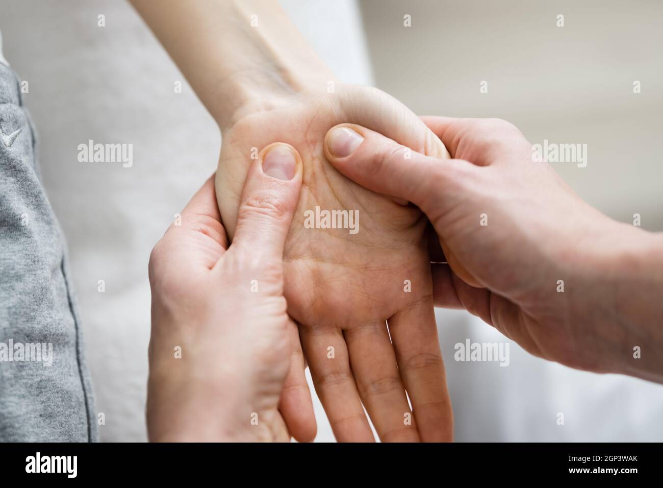 Reflexology Hand Massage And Palm Acupressure Physiotherapy Stock Photo ...