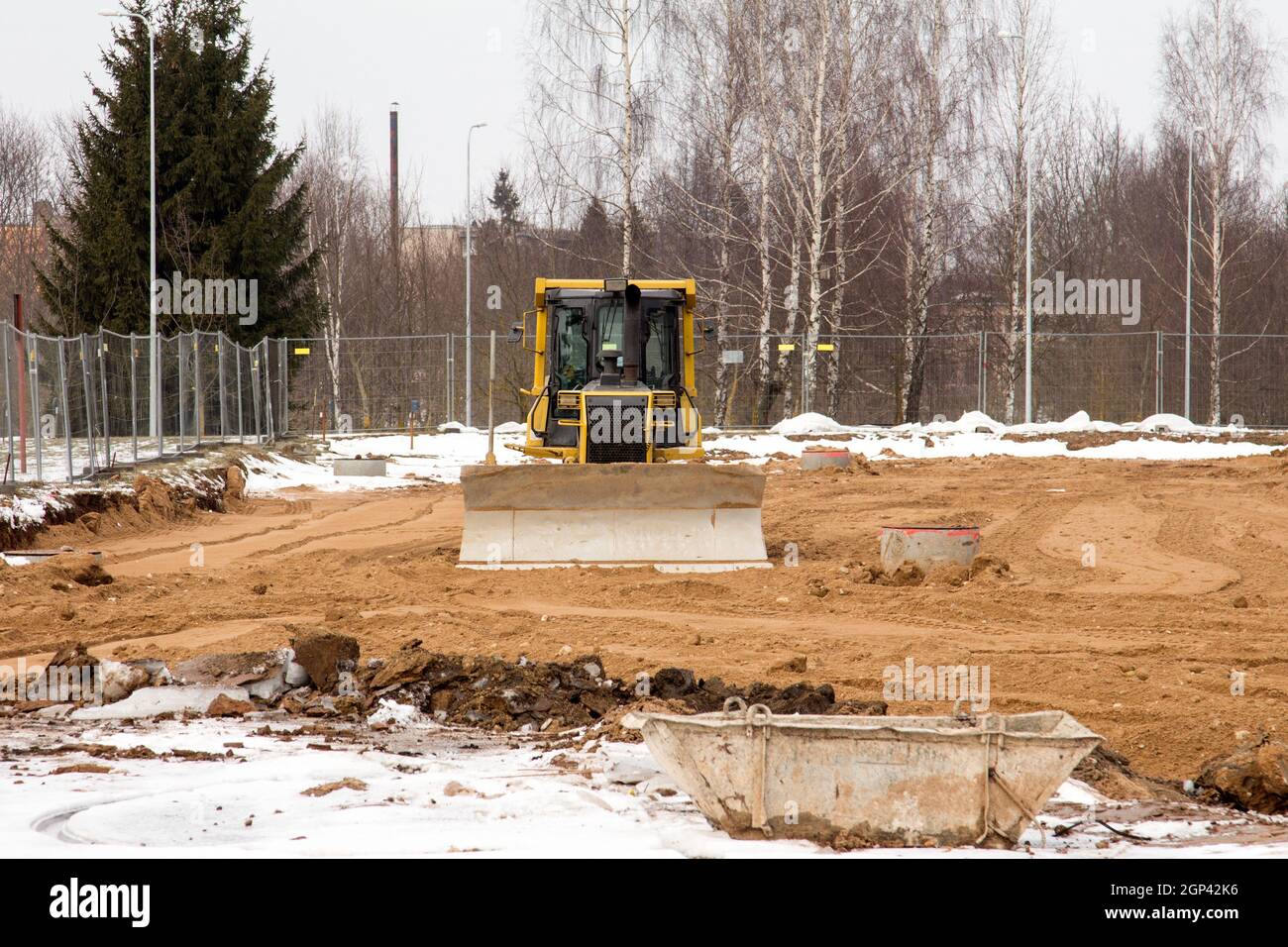 Bulldozer at work on new construction site Stock Photo - Alamy