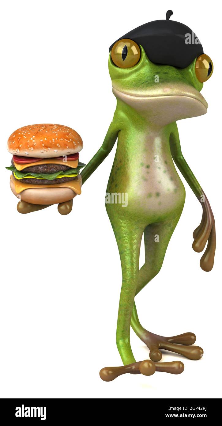 Fun french frog - 3D Illustration Stock Photo - Alamy
