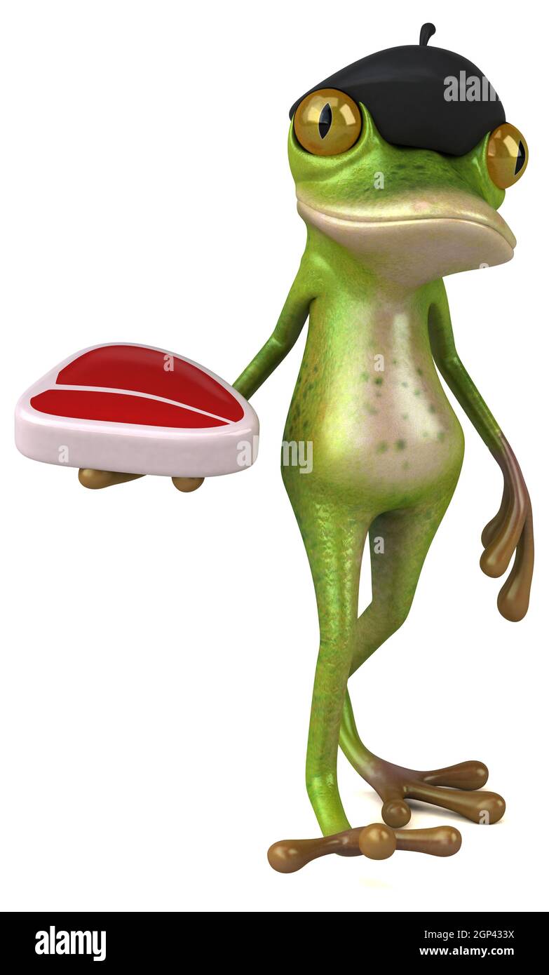 Fun french frog - 3D Illustration Stock Photo - Alamy