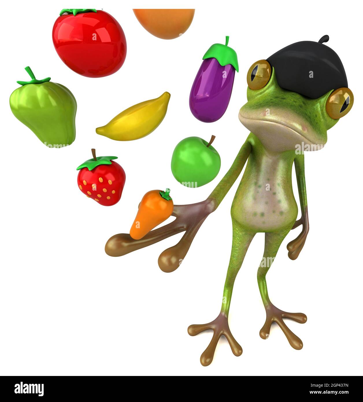 Fun french frog - 3D Illustration Stock Photo - Alamy
