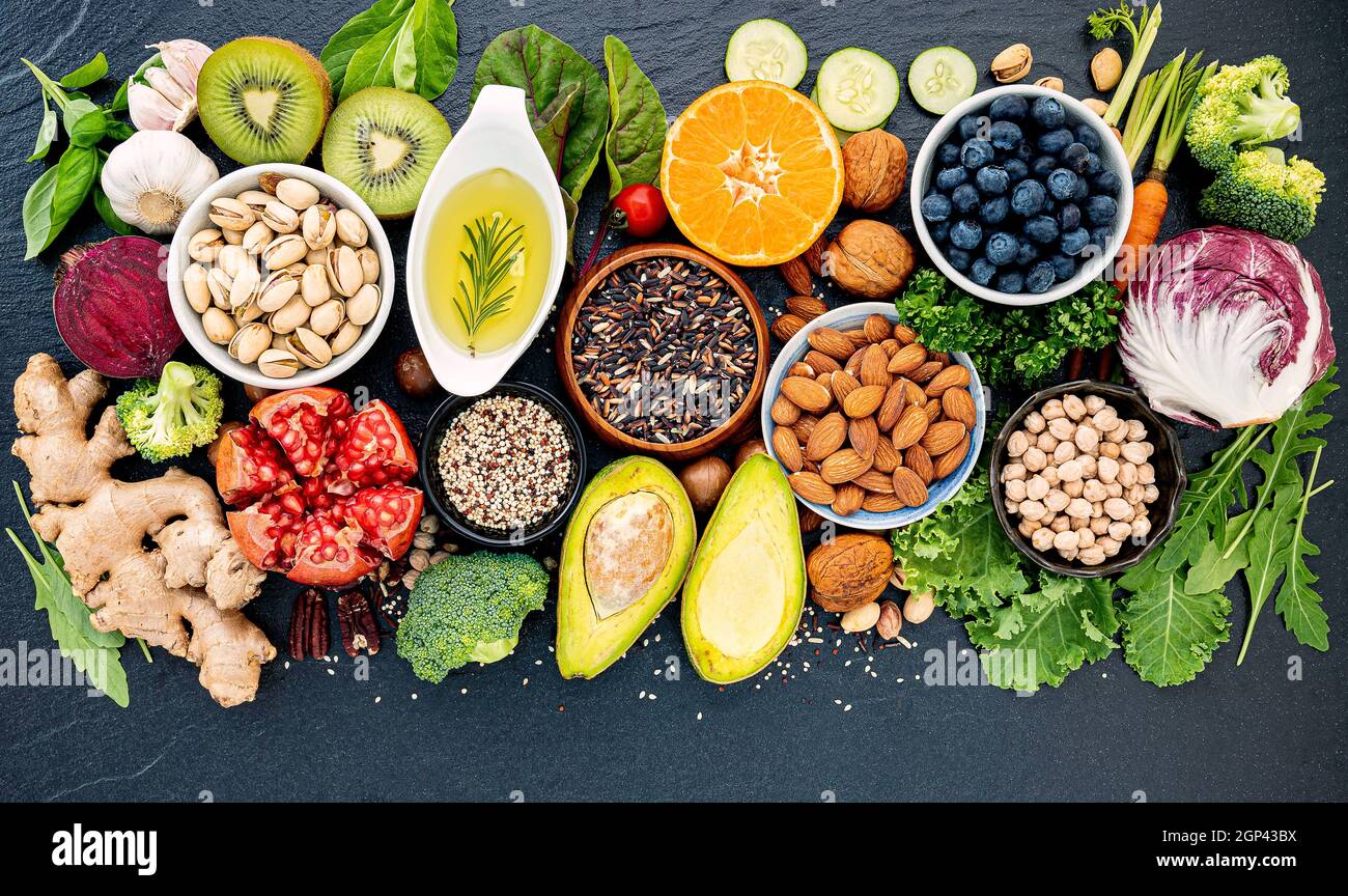 Ingredients for the healthy foods selection. The concept of healthy ...