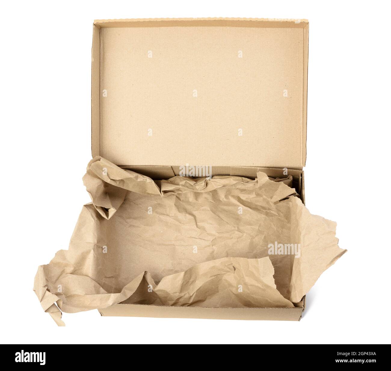 open empty rectangular brown cardboard box for transportation and ...