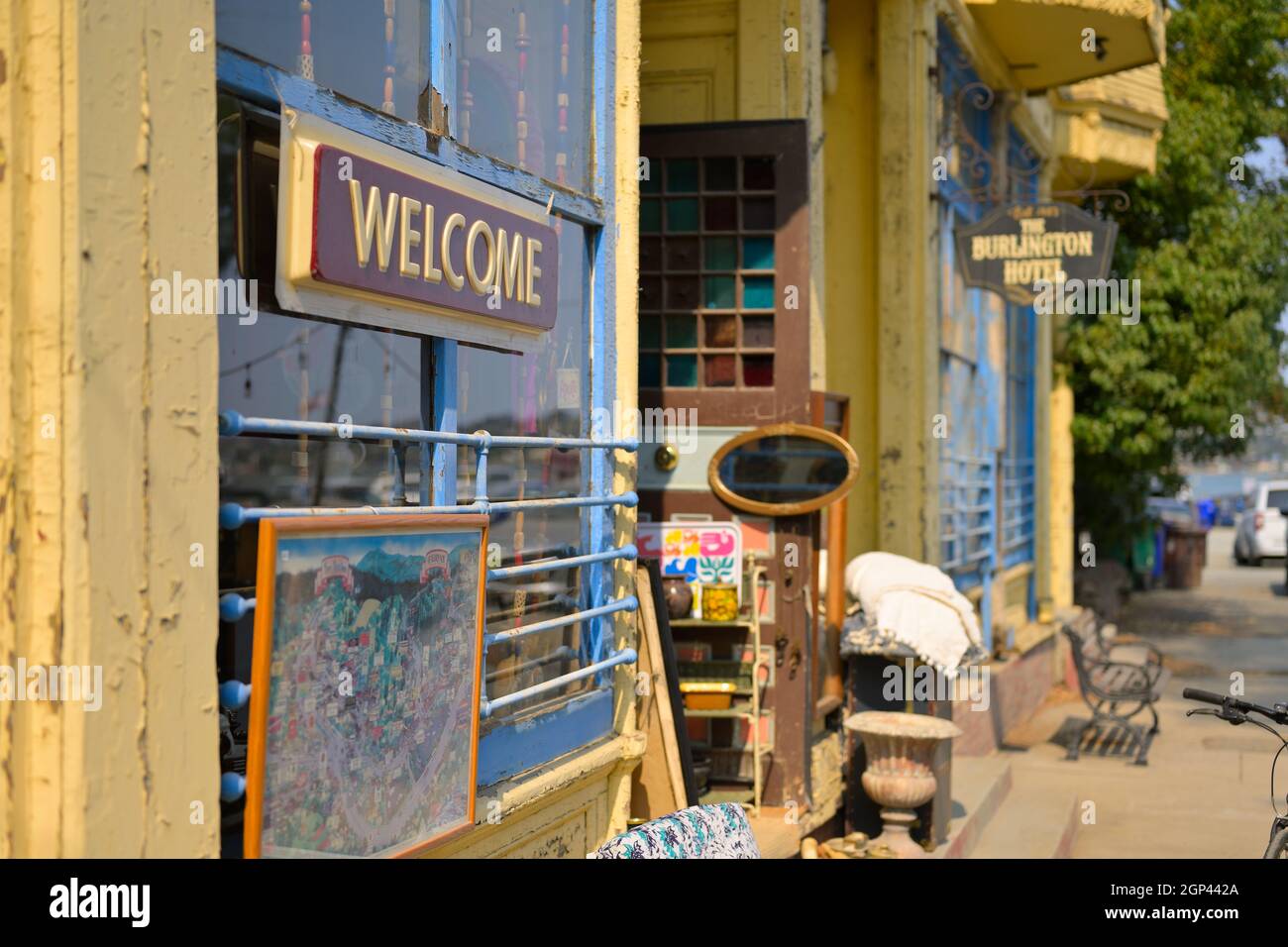 A quaint main street like in the old West, Port Costa CA Stock Photo ...