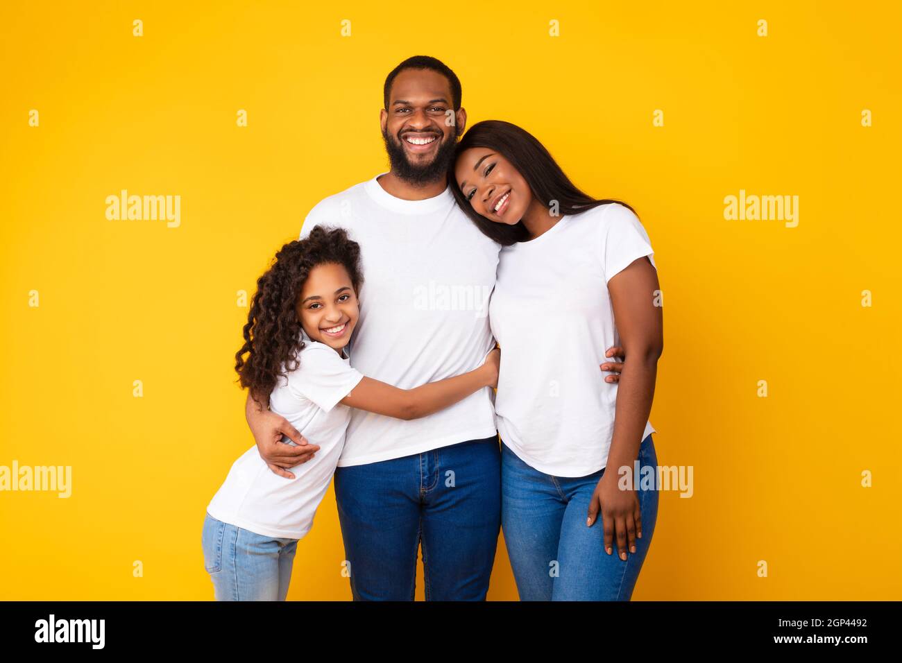 Healthy Relationship. Portrait of cheerful African American family of ...