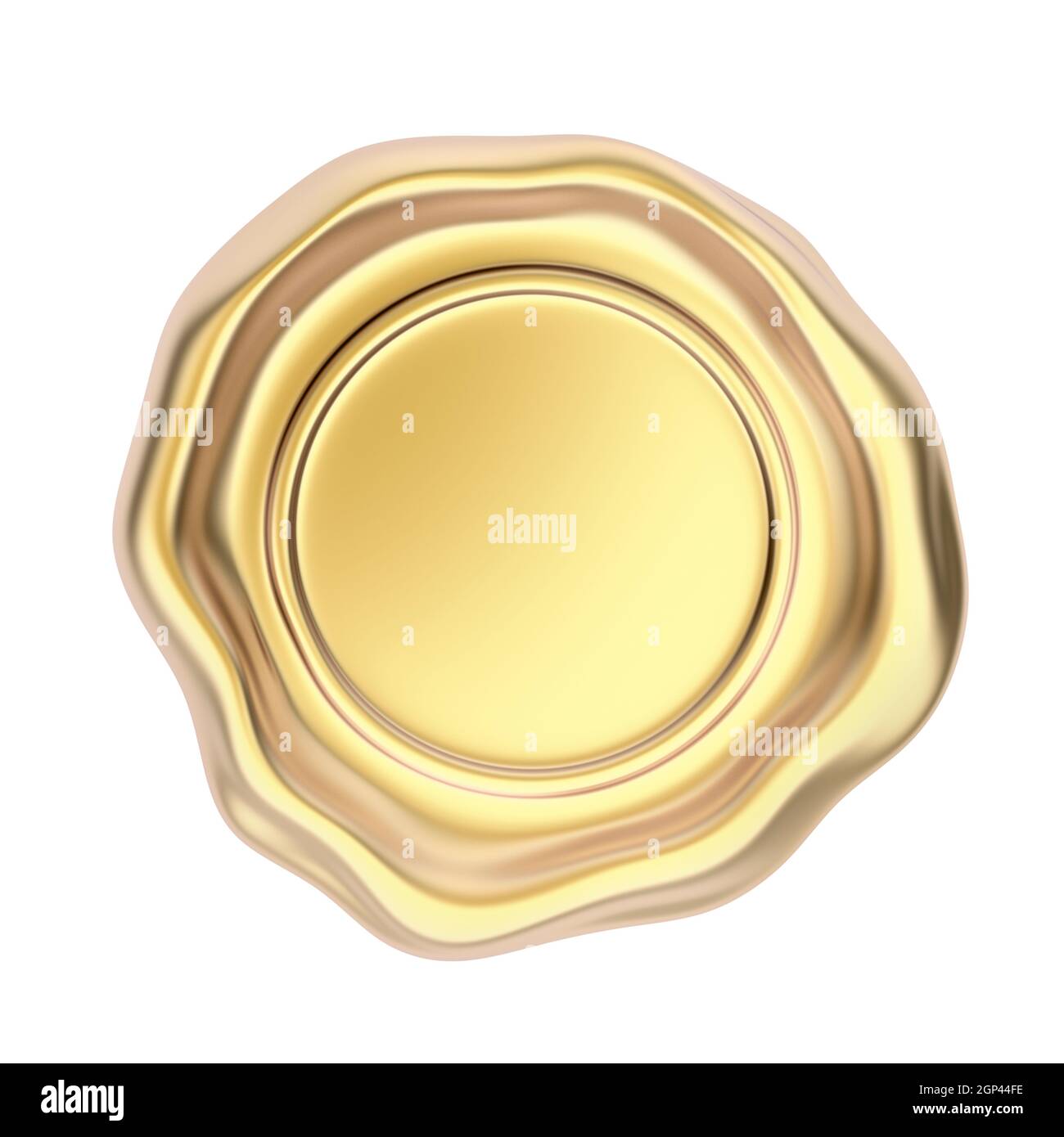 Gold colored wax seal isolated on white background Stock Photo - Alamy