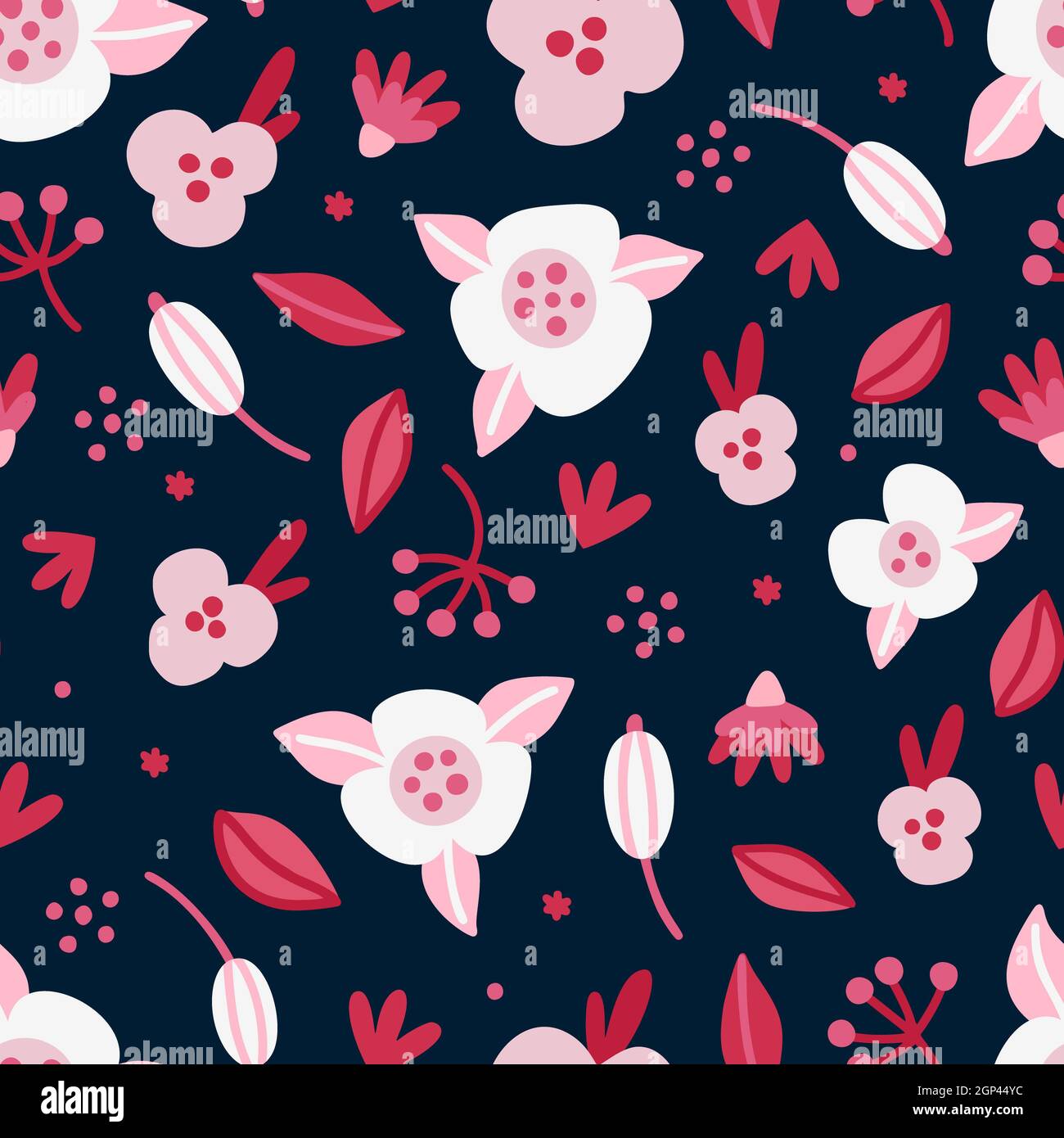 Floral seamless pattern. Hand drawn beautiful flowers. Colorful ...