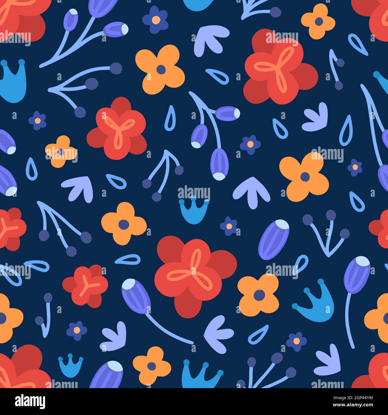 Floral seamless pattern. Hand drawn beautiful flowers. Colorful ...