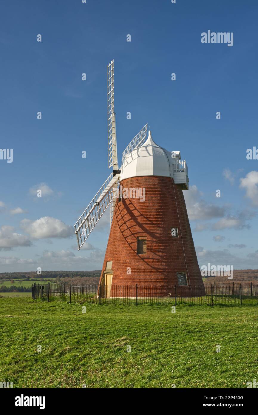 Brick built windmill at Halnaker, near Chichester, West Sussex, England ...