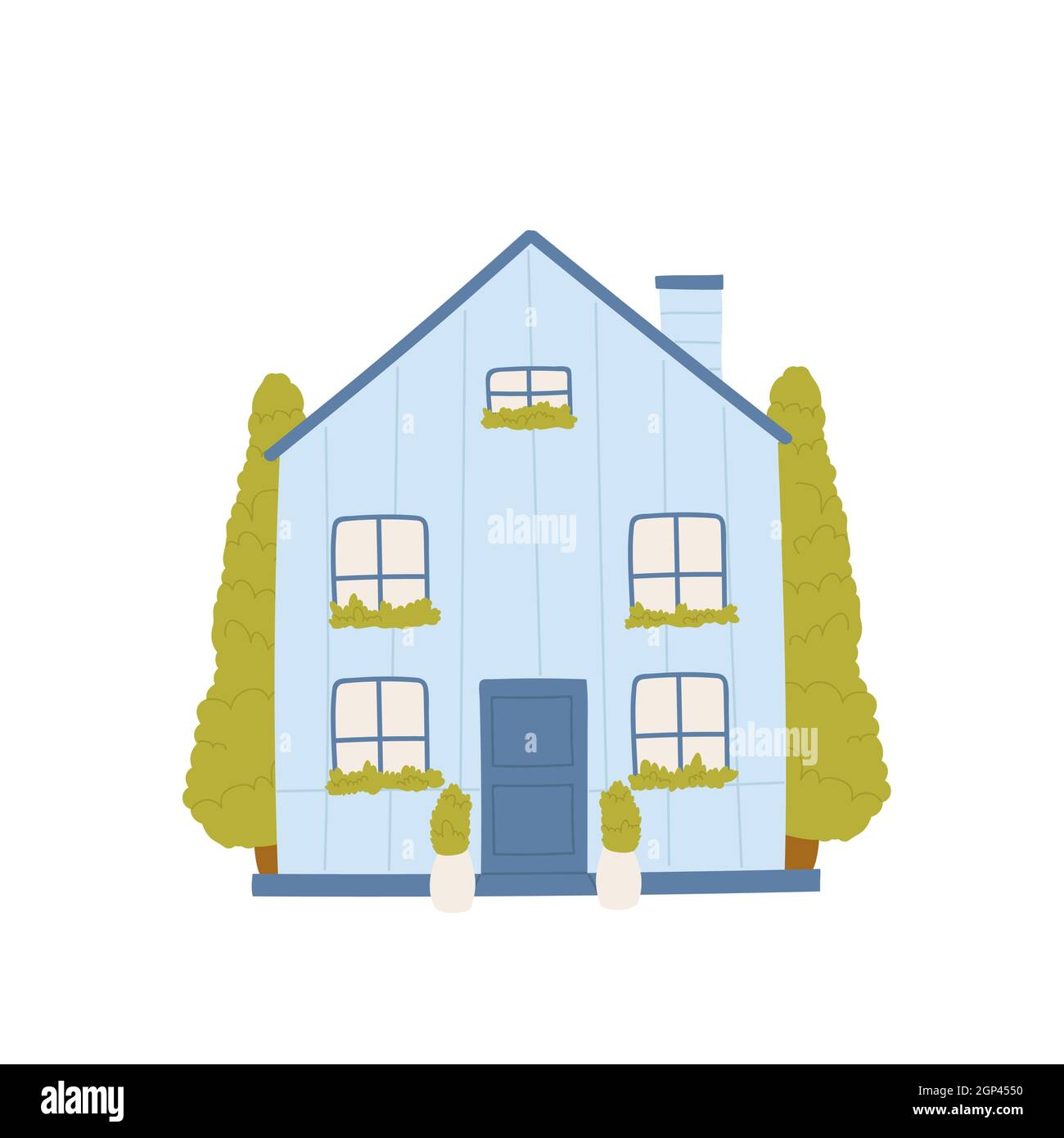 Summer town town trees Cut Out Stock Images & Pictures - Alamy