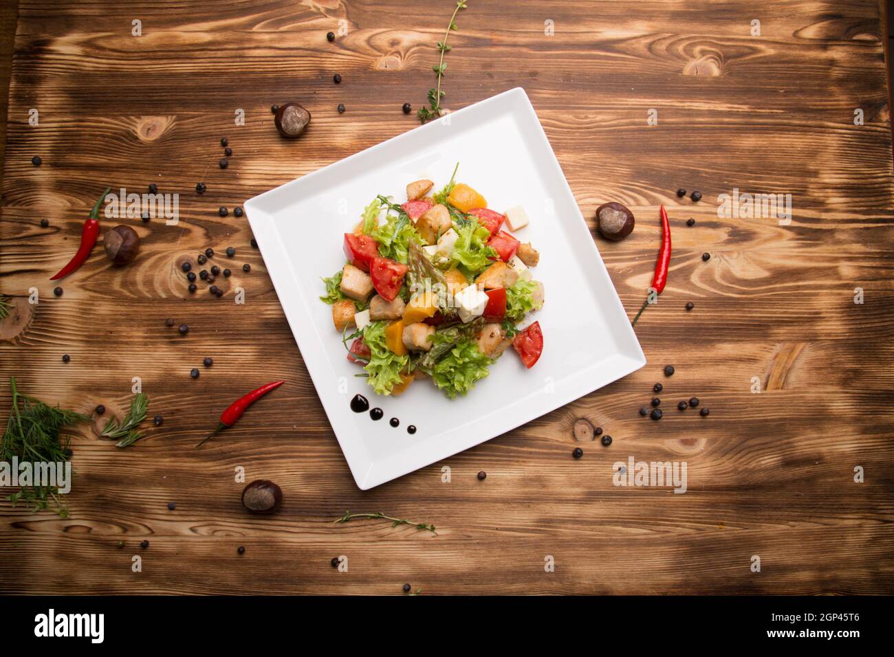fresh salad with chicken and farm vegetables Stock Photo - Alamy