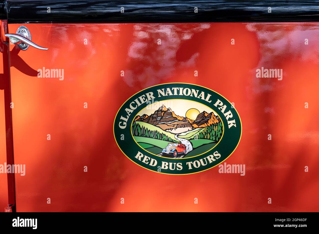 Red bus tours glacier national hi-res stock photography and images - Alamy