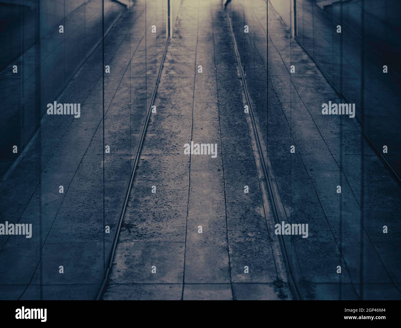 Outdoor alley reflection hallway Stock Photo - Alamy