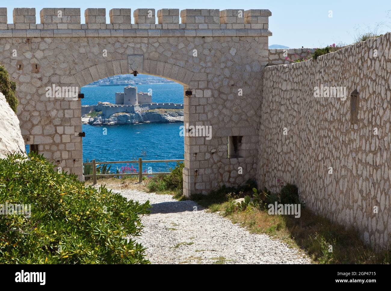 Chateau d'If out of Marseilles (France) view from Fort de Ratonneau ...