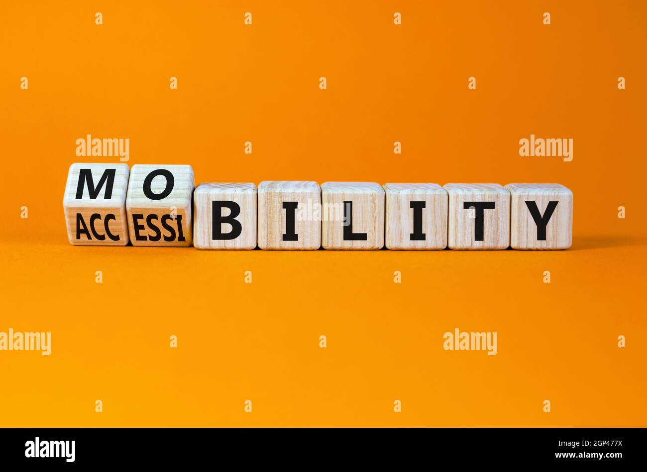 Mobility and accessibility symbol. Turned wooden cubes and changed the ...