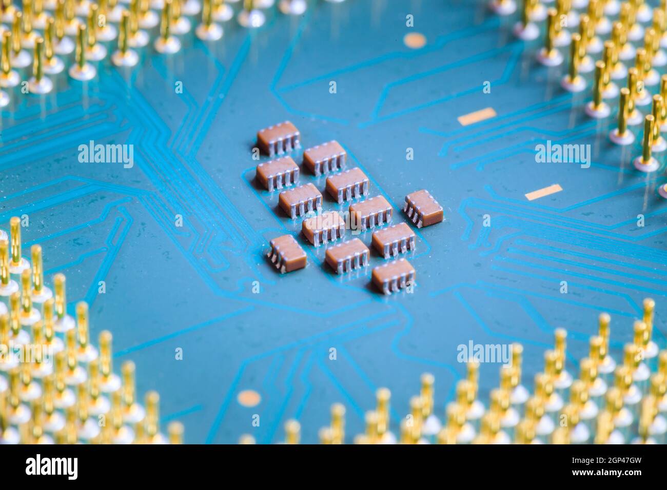 Computer chip cpu, close up; Computer technology Stock Photo - Alamy
