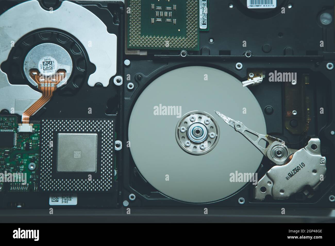 Close up picture of computer hard drive, used in cloud computing Stock ...