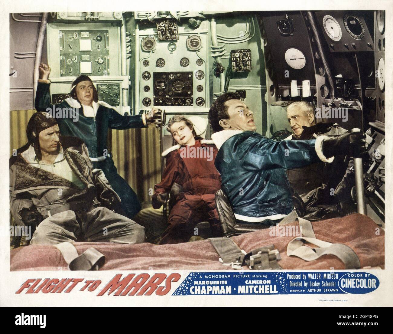 FLIGHT TO MARS, US lobbycard, from left: Richard Gaines, Arthur Franz ...