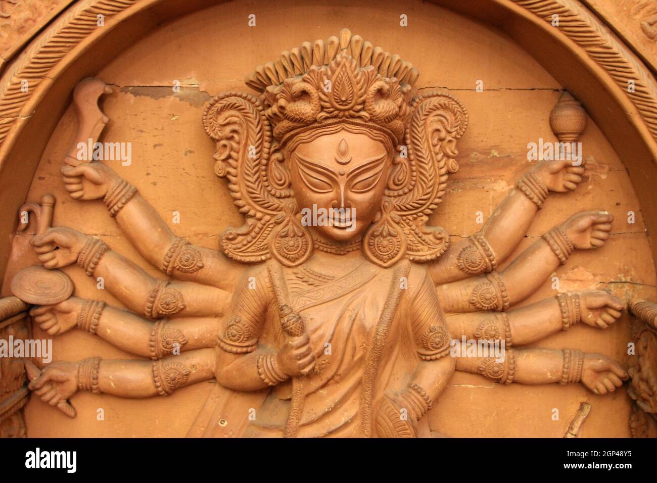 Durga Mahishamardini exposed in the Indian Museum in Kolkata Stock ...