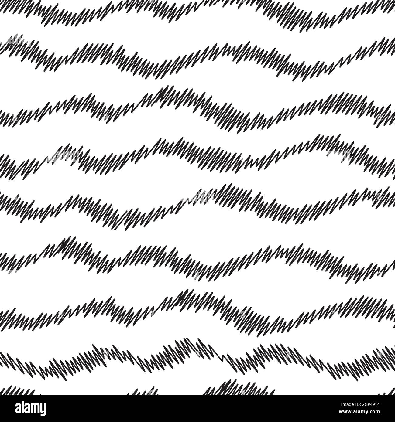 Wavy scribbled lines seamless vector pattern background. Horizontal ...