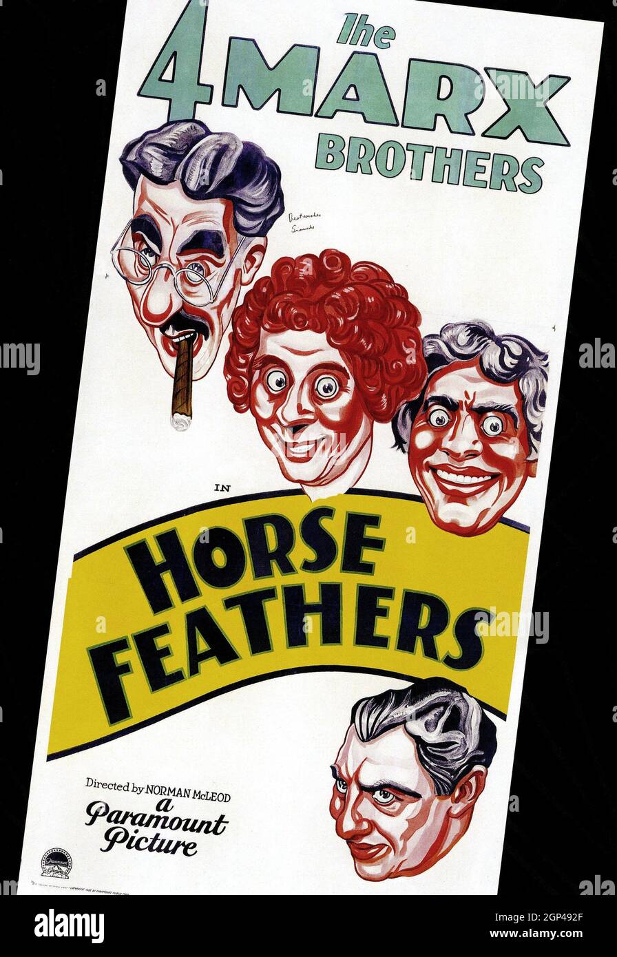 HORSE FEATHERS, US poster art, from top, Groucho Marx, Harpo Marx ...
