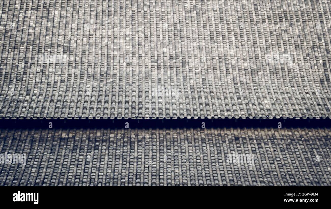 The Chinese Roof Tiles with Curve Design. The clay roof of a Japanese ...