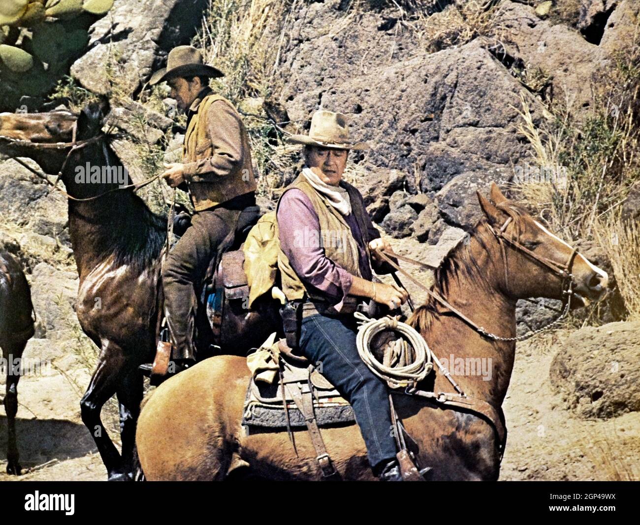 THE TRAIN ROBBERS, from left, Rod Taylor, John Wayne, 1973 Stock Photo ...