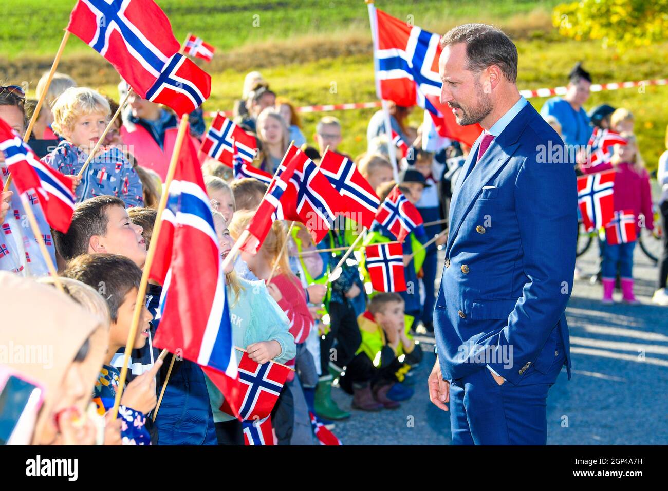 Crown Prince Haakon during a visit to Askim Frukt- og Bærpresseri ...