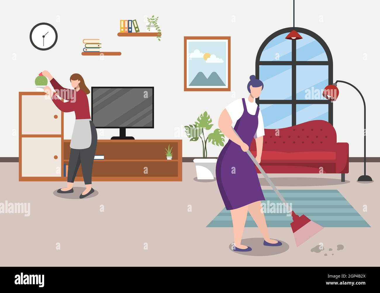 Cleaning Service Concept. Vector Flat Design Cartoon Illustration ...