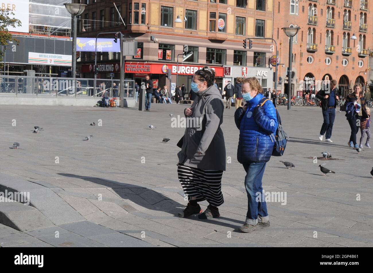 Copenhagen, Denmark.,28 September 2021, /Females wear protacive face ...