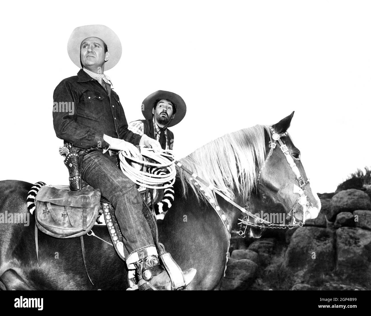 APACHE COUNTRY, from left, Gene Autry, Pat Buttram, 1952 Stock Photo ...