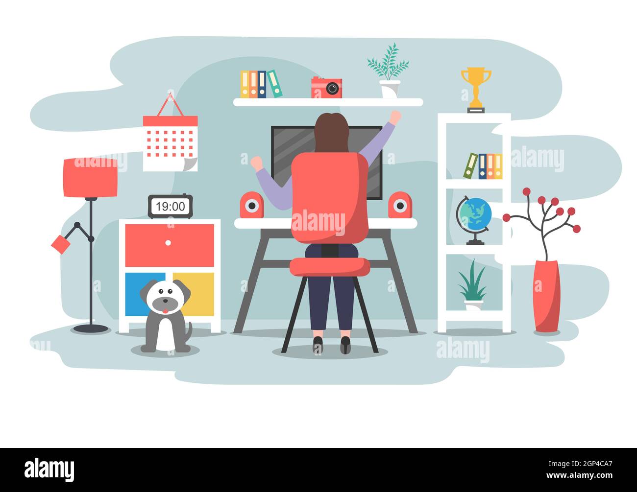 Vector Illustration People During Quarantine from coronavirus Works on ...