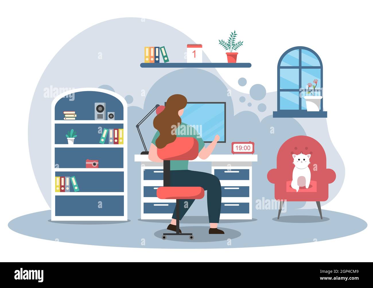 Vector Illustration People During Quarantine from coronavirus Works on ...