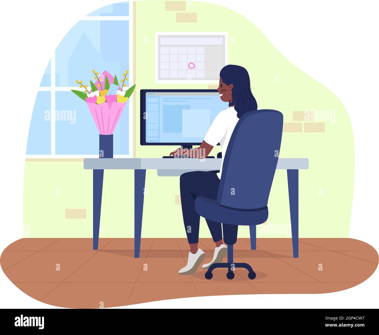 Cozy office 2D vector isolated illustration Stock Vector Image & Art ...
