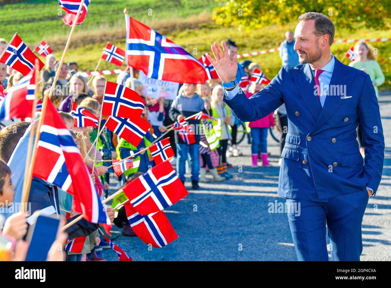 Crown Prince Haakon during a visit to Askim Frukt- og Bærpresseri ...