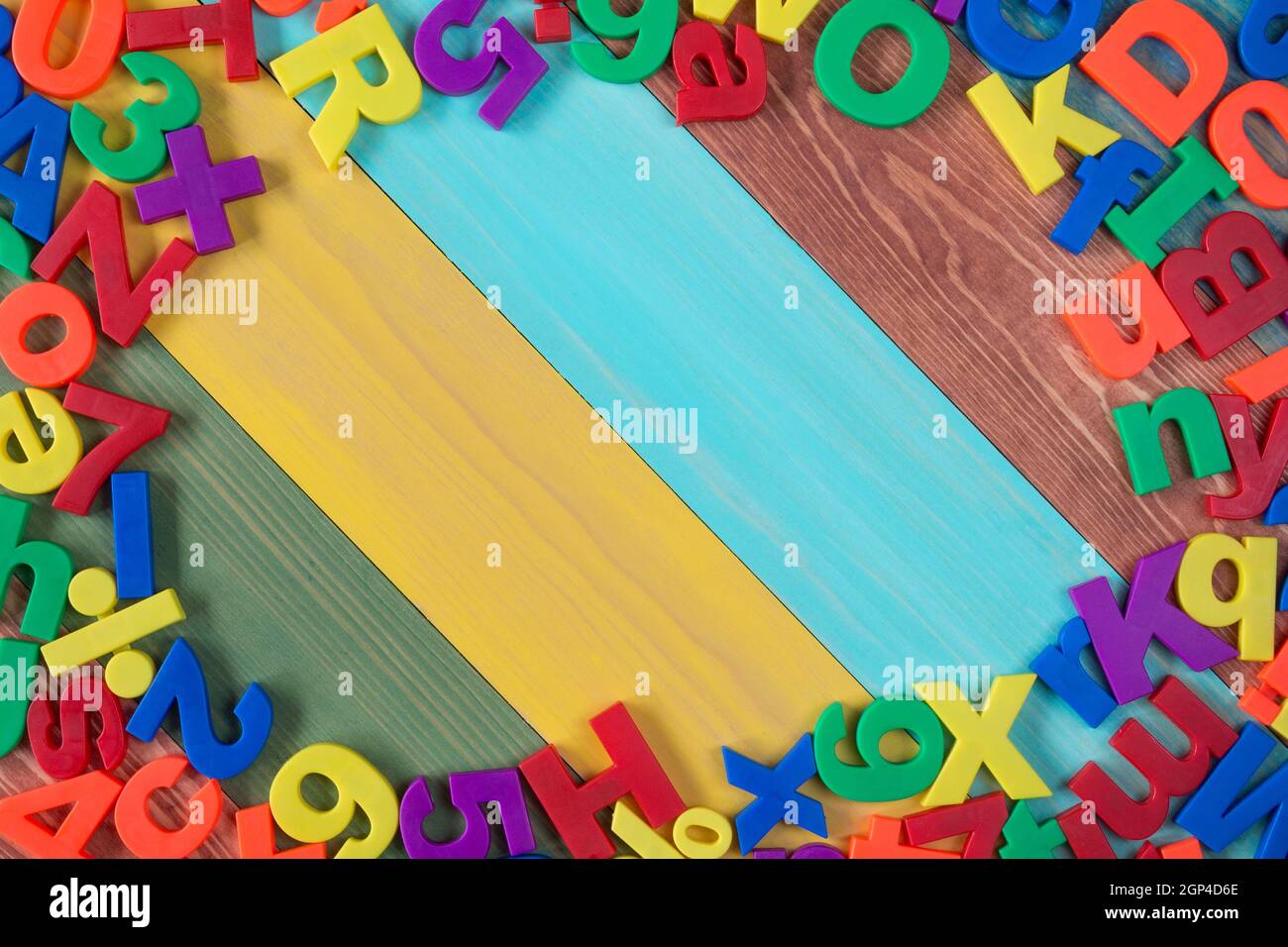 Border of colorful letters and numbers with copy-space Stock Photo - Alamy