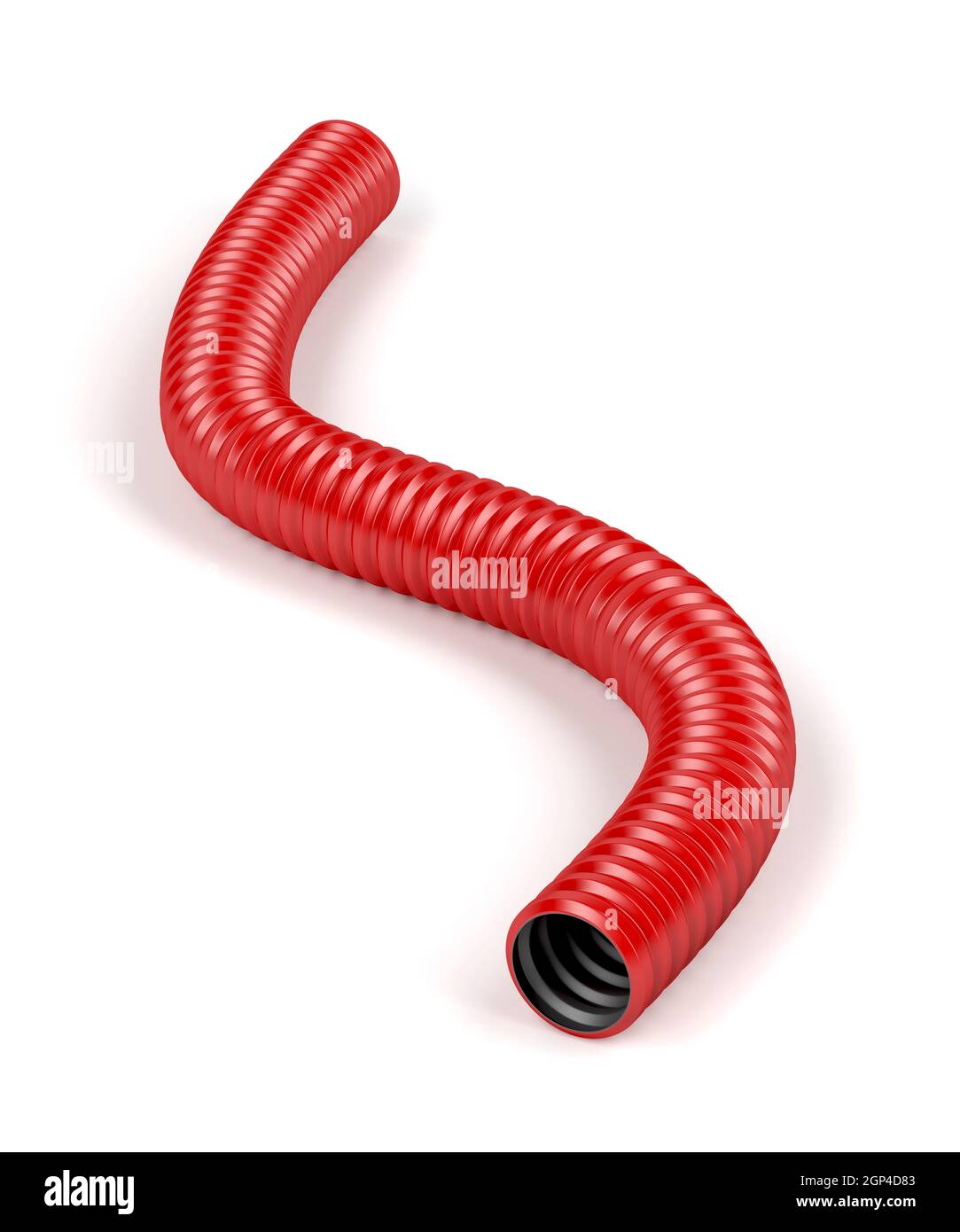 Corrugated red pipe on white background Stock Photo - Alamy