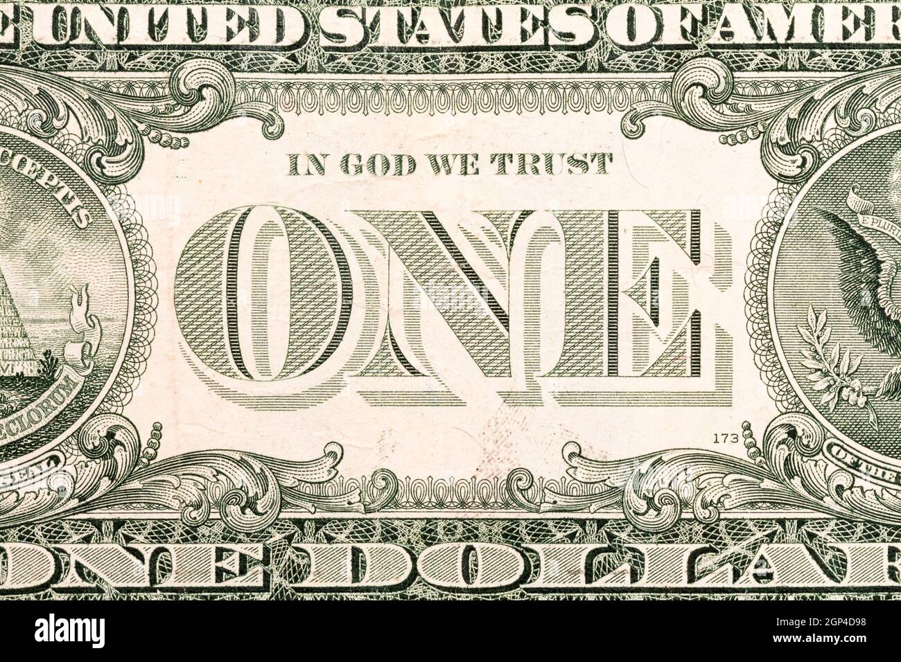 Reverse of US one dollar bill close-up macro Stock Photo - Alamy Reverse of US one dollar bill close-up macro Stock Photo - Alamy