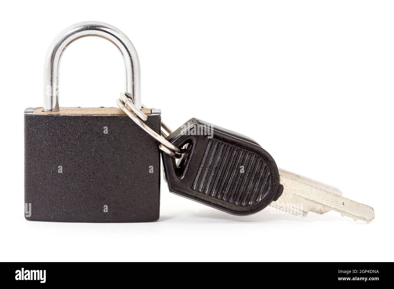 Black padlock with a keys on white background Stock Photo - Alamy