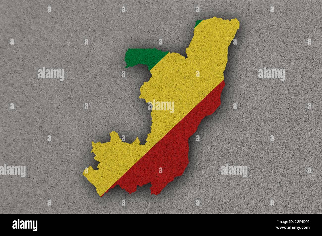 Map and flag of Republic of the Congo on felt Stock Photo - Alamy