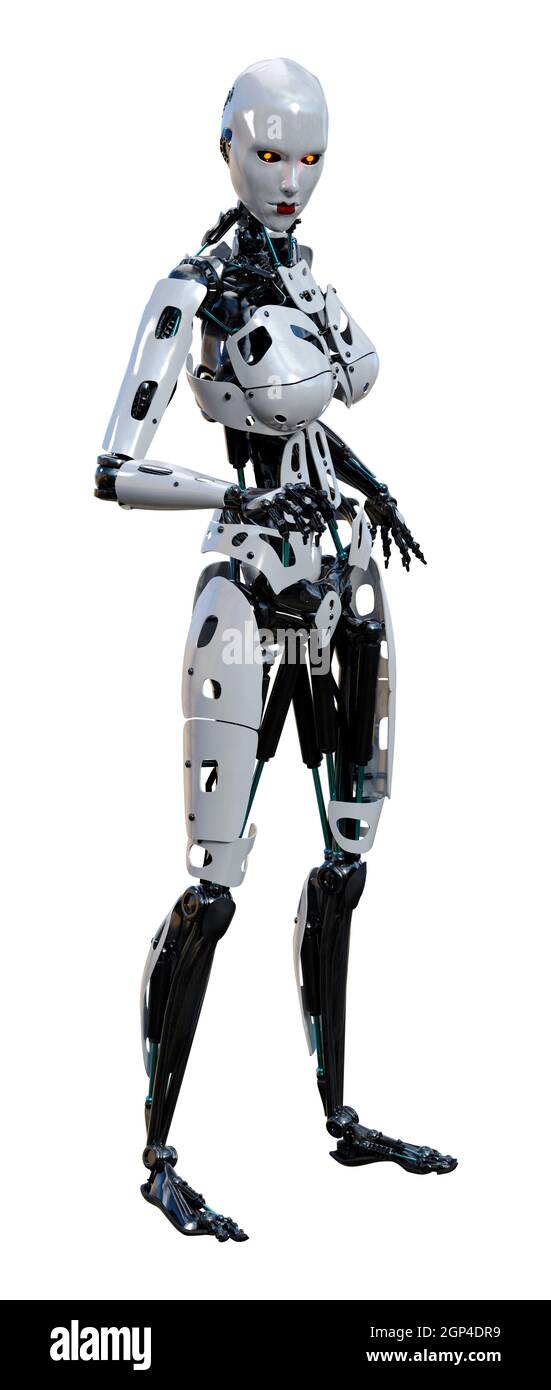 3D rendering of a female robot isolated on white background Stock Photo ...