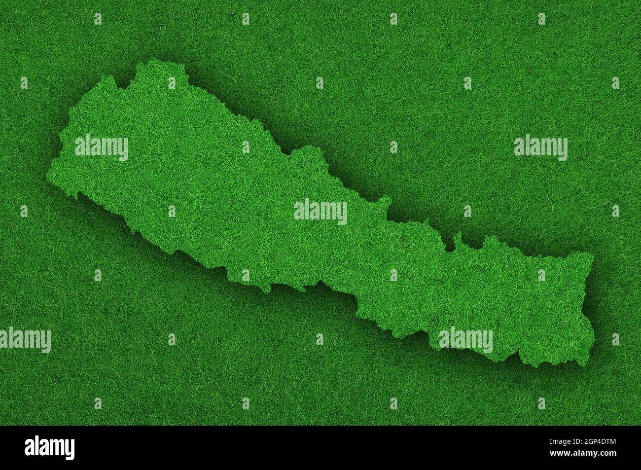 Map of Nepal on green felt Stock Photo - Alamy